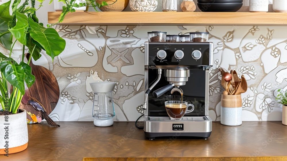 commercial-grade espresso machines with built-in grinders, depicted ...