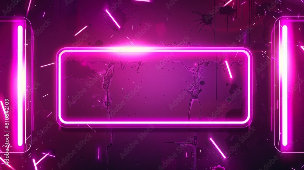 Streaming frames and overlay panels for video games with pink neon ...