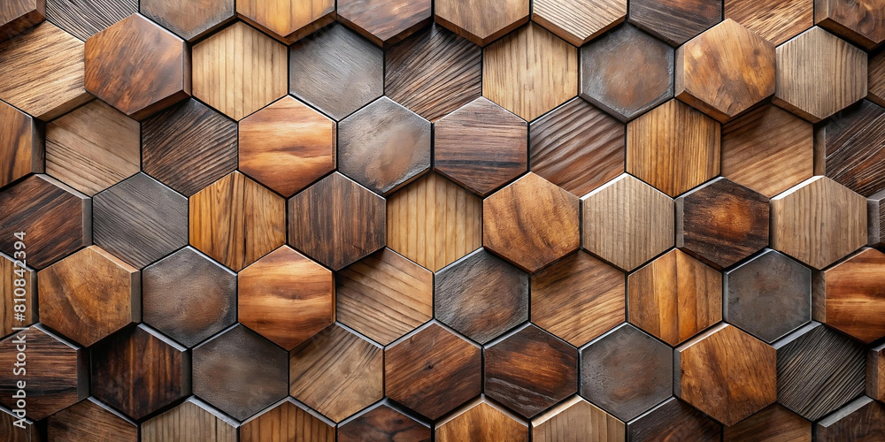 Abstract luxurious geometric hexagon wood background banner 3d texture ...