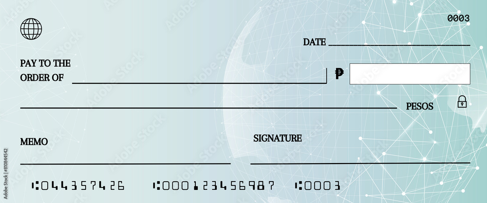 blank cheque 14 IN PESOS - 1, blank check in pesos Stock Illustration ...
