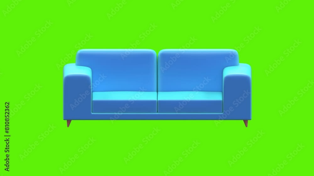3D Sofa icon Animated on green screen. Alpha channel, transparent ...