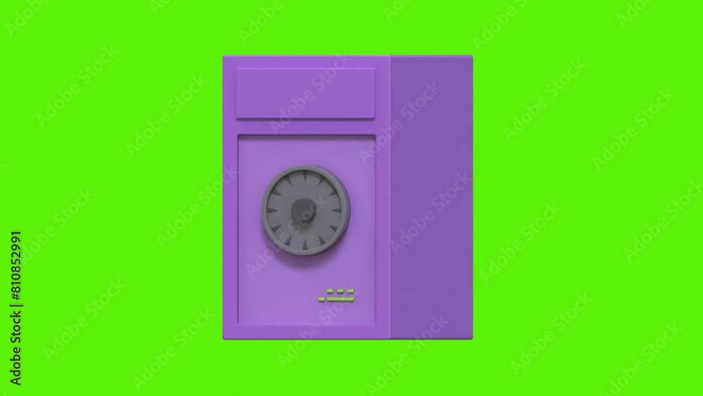 3D The safe icon Animated on green screen. Alpha channel, transparent ...