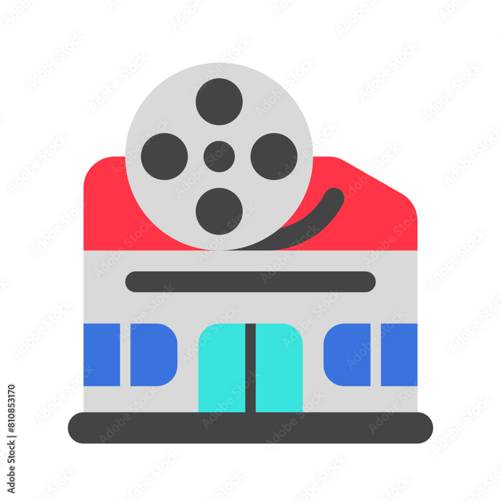 Editable cinema, theater, building vector icon. Movie, cinema ...