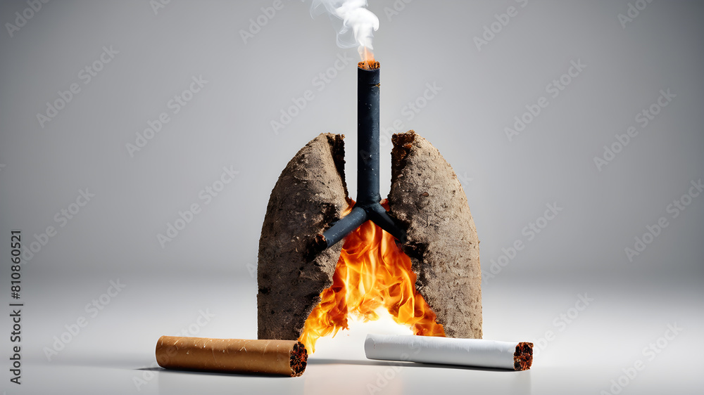 smoking, concept of no smoking and World No Tobacco Day with lung and ...