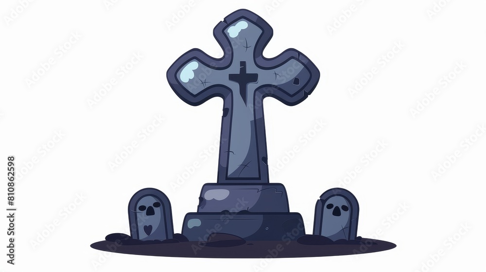 An isolated gravestone cross design, a christian catholic memorial ...