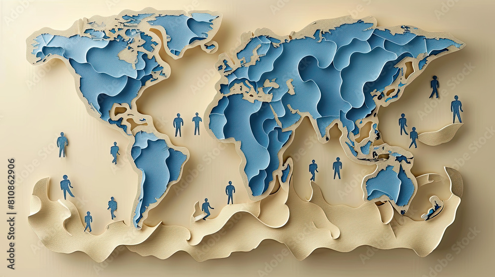 World Population Day Concept, 11July. 3d art of world earth globe or ...