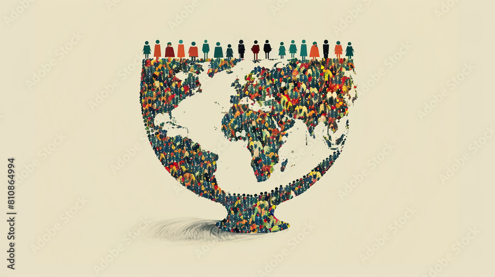 World Population Day Concept, 11July. watercolor rough art off huge ...