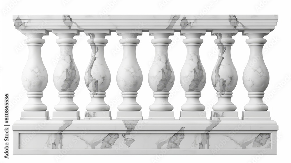Balustrade made of marble or white balcony railing or handrails ...