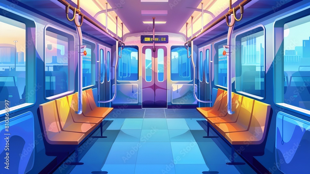 Modern realistic background with glass windows, sliding doors ...