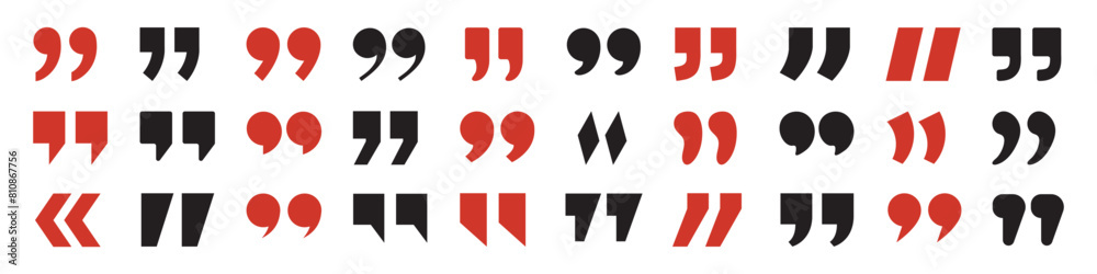 Quote mark collection. Black quotes icons. Speech mark. Inverted commas ...