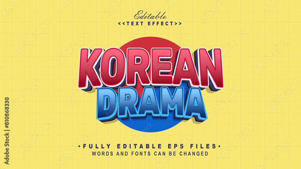 editable korean drama text effect.typhography logo Stock Vector | Adobe ...