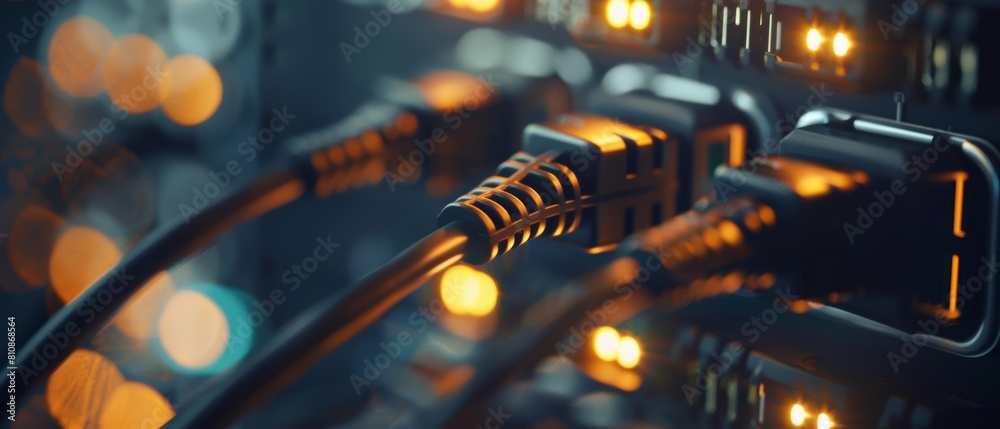 Cables connected with blinking lights to router ports ...