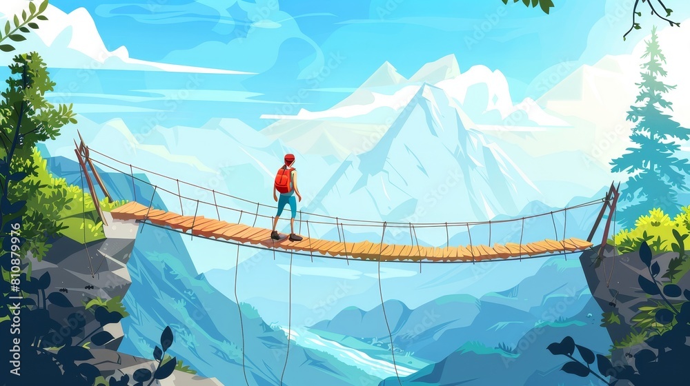 Modern parallax background for 2D animation with cartoon illustration ...