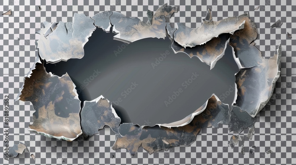 Cut, rip, and ragged edge metal rips on steel sheet with curly edges ...