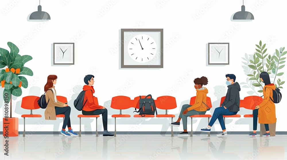 Diverse Group of People Sitting in a Modern Hospital Waiting Room Stock ...