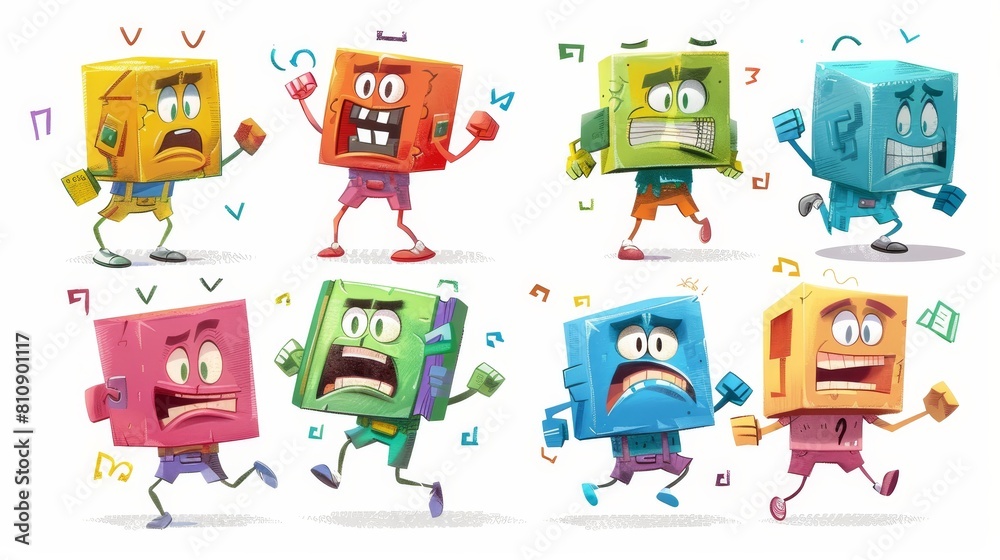 Symbolized by rectangle parallelepiped or cuboid cartoon character ...