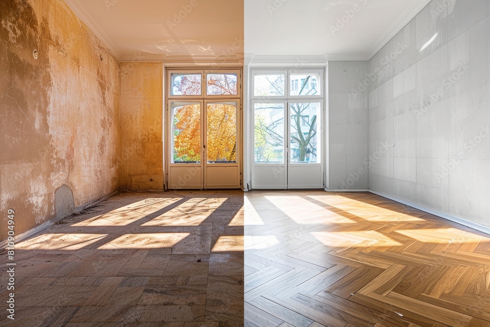 side by side comparison of renovated white painted room and same room ...