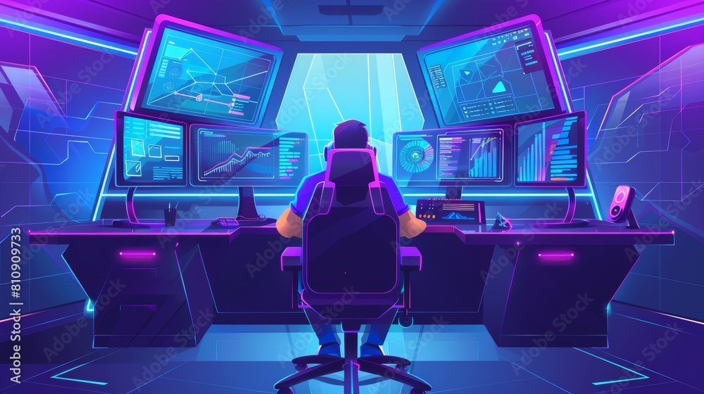 Cartoon wallpaper for an offline stream of a gamer with a computer ...