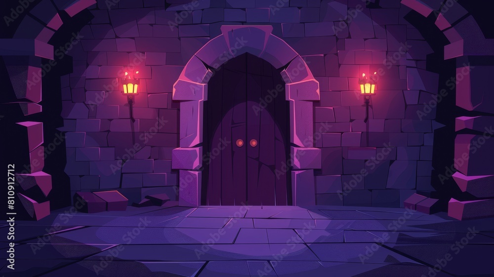Animated castle dungeon brick wall cartoon background. Ancient fantasy ...