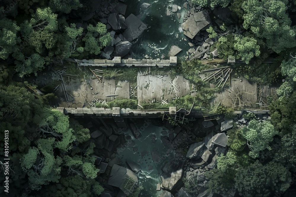 DnD Battlemap collapsed, bridge, detailed, battle, map, tabletop Stock ...