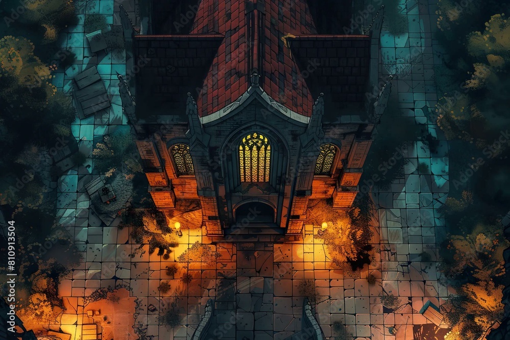 DnD Battlemap cursed, chapel, battlemap, mysterious, eerie, atmosphere ...