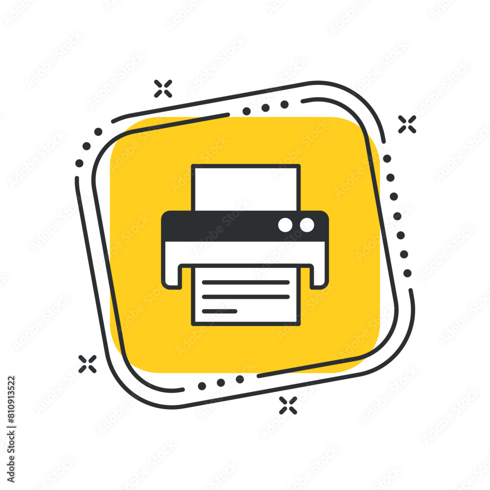 Cartoon printer icon vector illustration. Printout icon on isolated ...