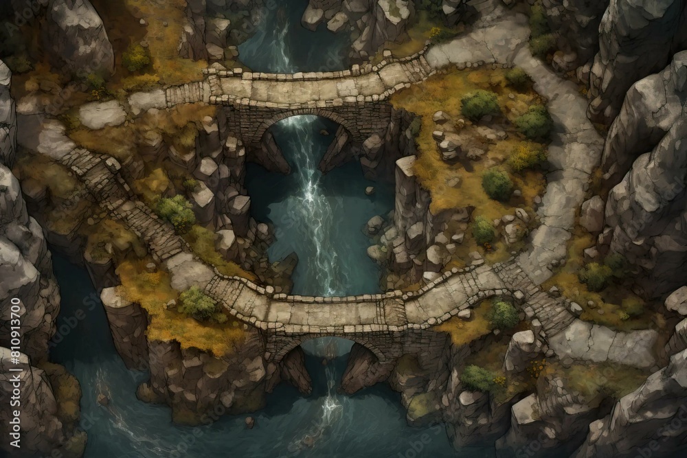 DnD Battlemap bridge, scenic, nature, dragon, back, bone. Stock ...