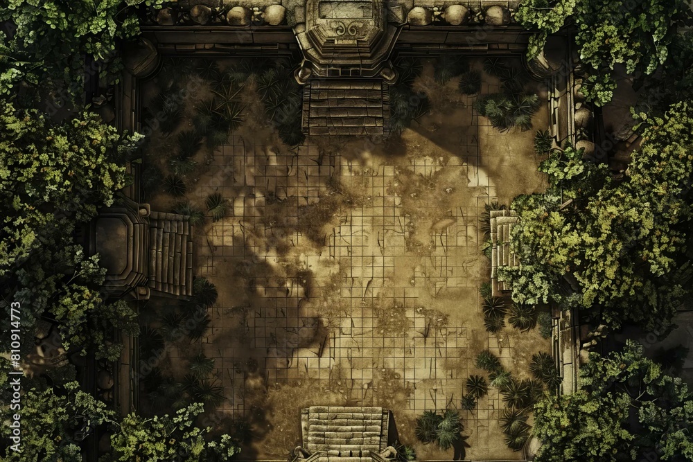 DnD Battlemap Battlemap with forgotten tomb - Desert terrain with ruins ...