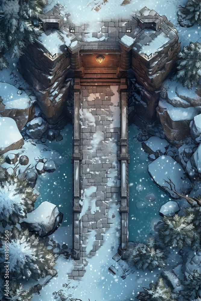 DnD Battlemap ice, bridge, battle, map, doors, efficiency Stock Photo ...