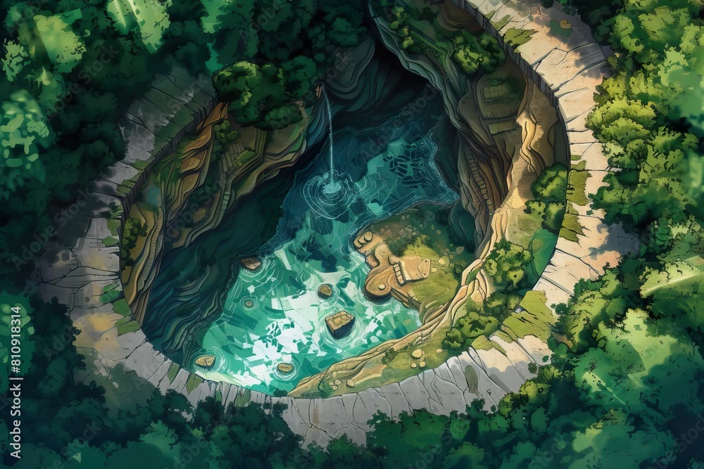 DnD Battlemap underground, river, battlemap, detailed, immersive ...