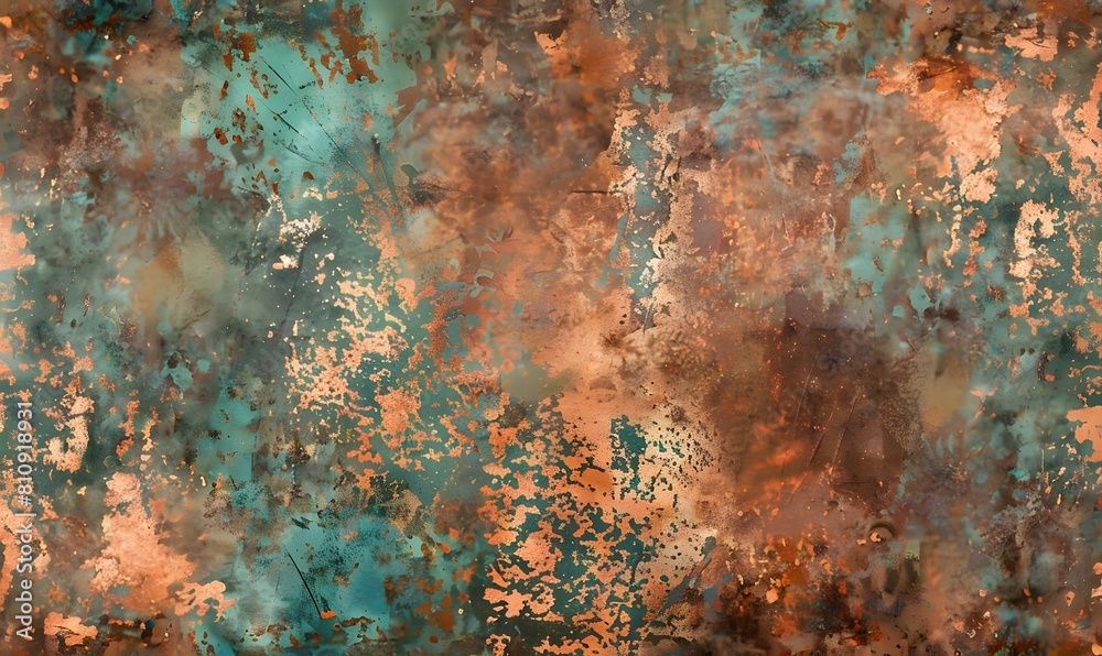 Seamless oxidized copper patina sheet metal wall panel grunge ...