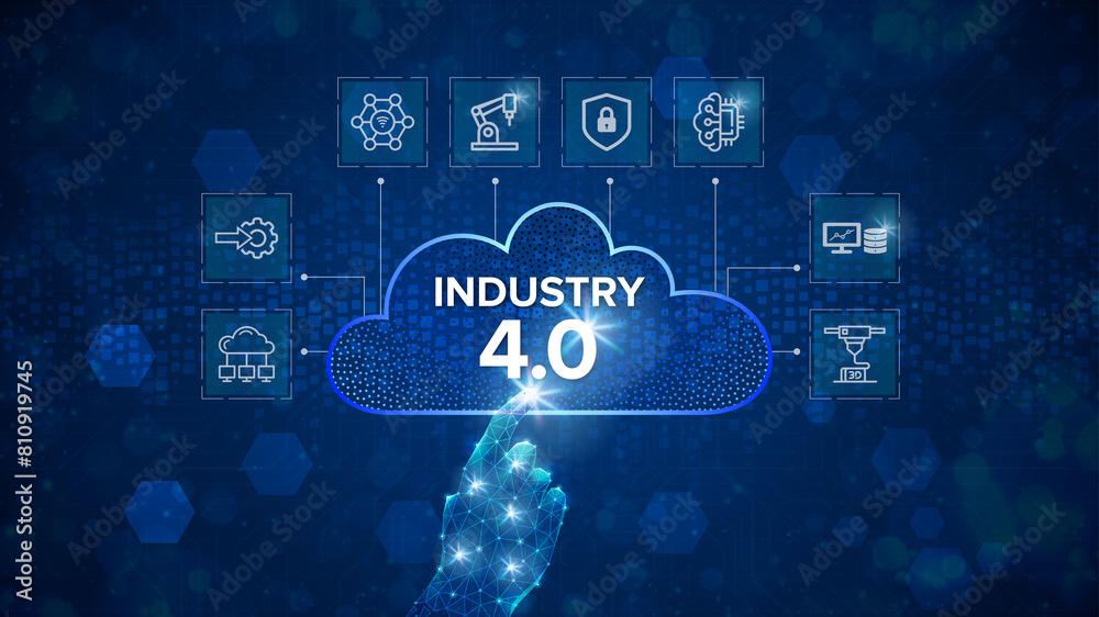 Industry 4.0 or Digital Transformation Cloud concept illustration ...