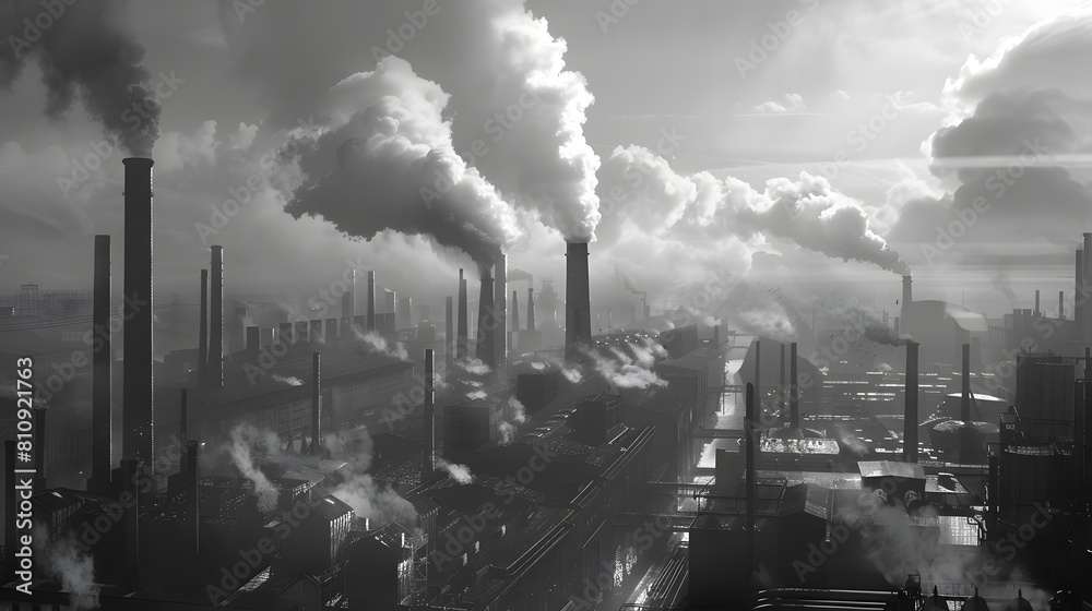 Smoke and air pollution. Pollution of the atmosphere. Factory with ...