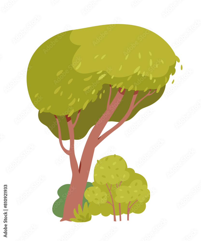 Green tree cartoon icon. Cartoon forest plant in spring or summer ...