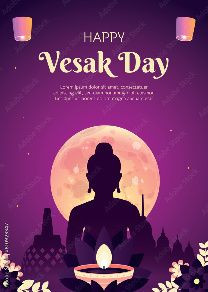 Gradient vesak vertical poster template design Stock Vector | Adobe Stock