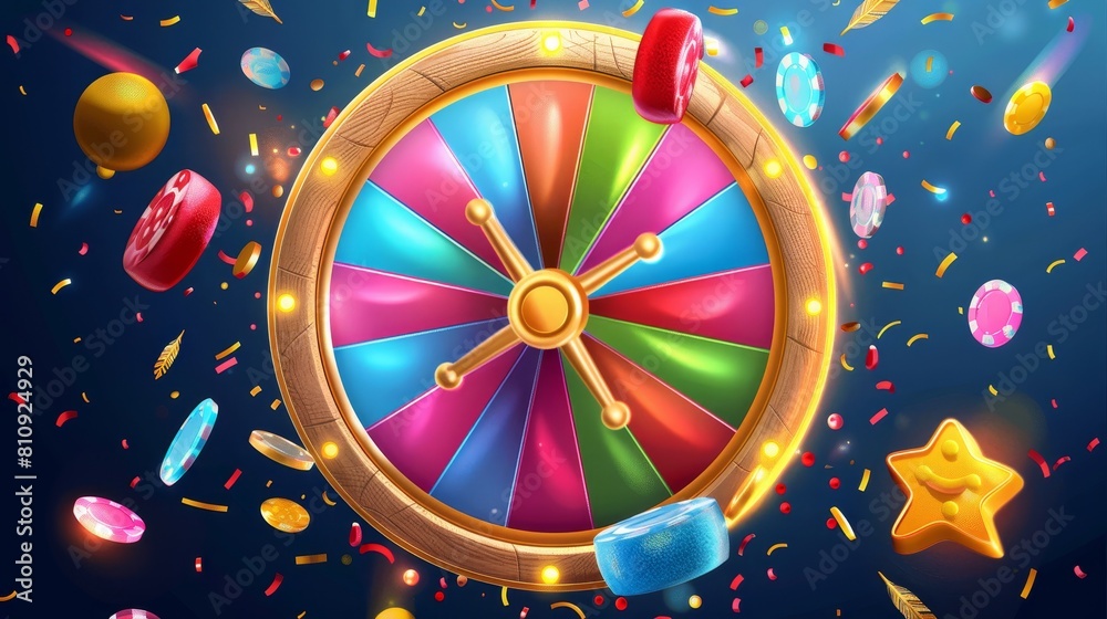 UI design of fortune spin wheel ui game modern lottery. Candy, star ...