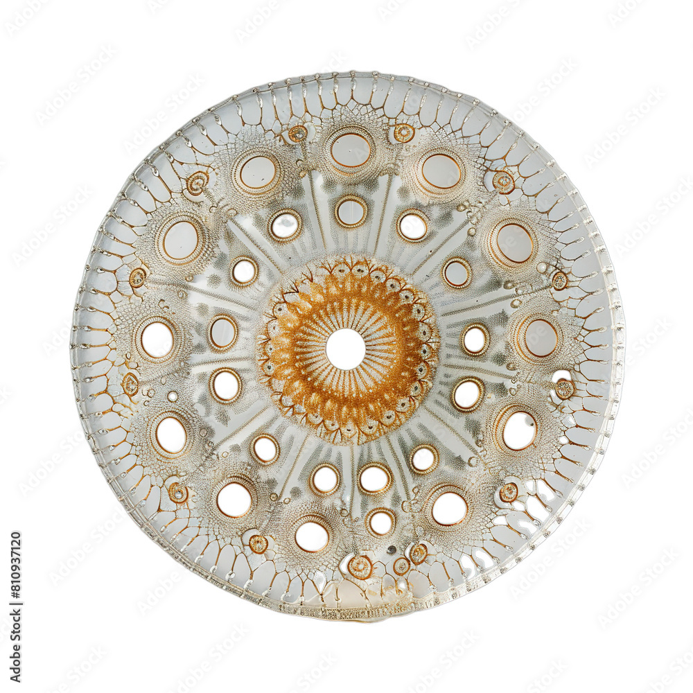 Front view of a single diatom cell isolated on a white transparent ...