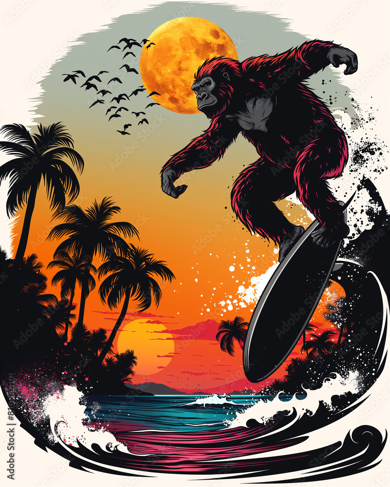 Ape Adventures” Illustrations show an ape skateboarding (APE SKATING ...