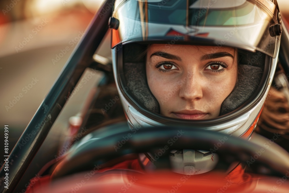 View of indoor karting racetrack, go-kart competition, go-cart racing ...