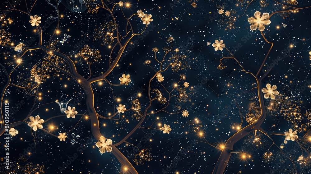 Celestial map wallpaper with branches forming constellations and ...