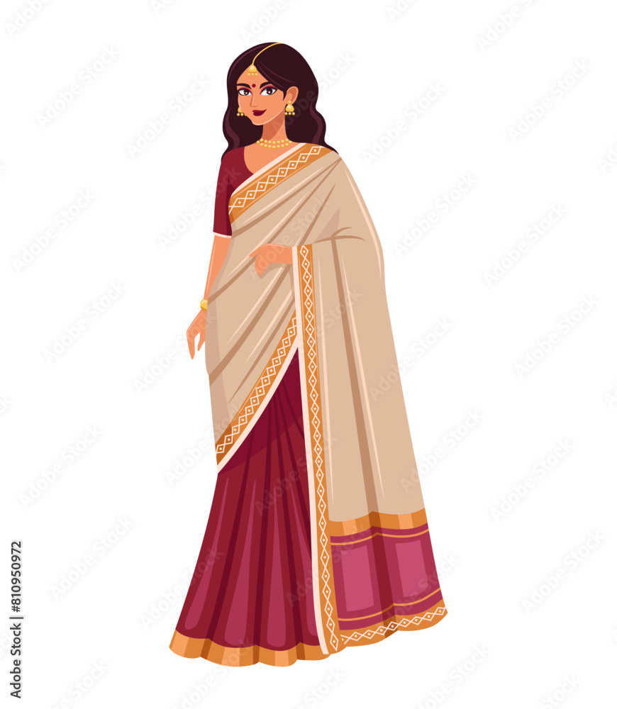 Beautiful Indian woman in saree (Indian traditional dress) Stock Vector ...