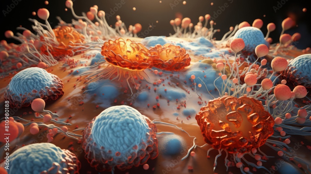 3D digital illustration of pancreatic islet cells, detailed and vibrant ...