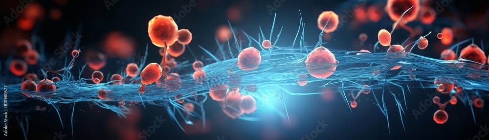 3D rendered image of a neutrophil trapping bacteria with extracellular ...