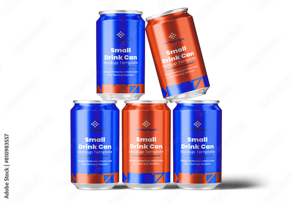 Small Drink Cans Mockup on White Background Stock Template | Adobe Stock