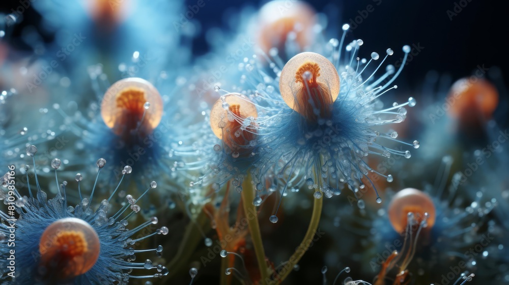 Closeup view of trichome cells under a microscope, showcasing their ...