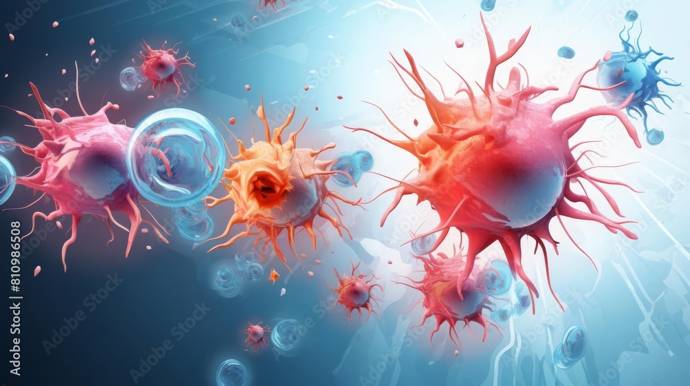 Detailed illustration of Bcells producing antibodies, showing ...