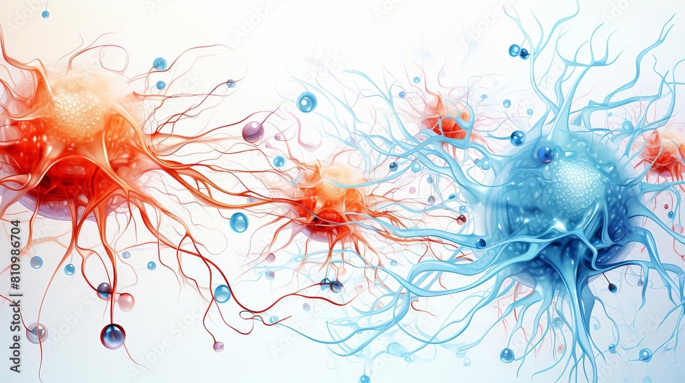 Detailed medical illustration of glial cells in the human nervous ...