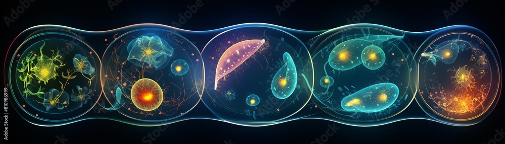 Dynamic animation frame of plant cell division, showing mitosis stages ...