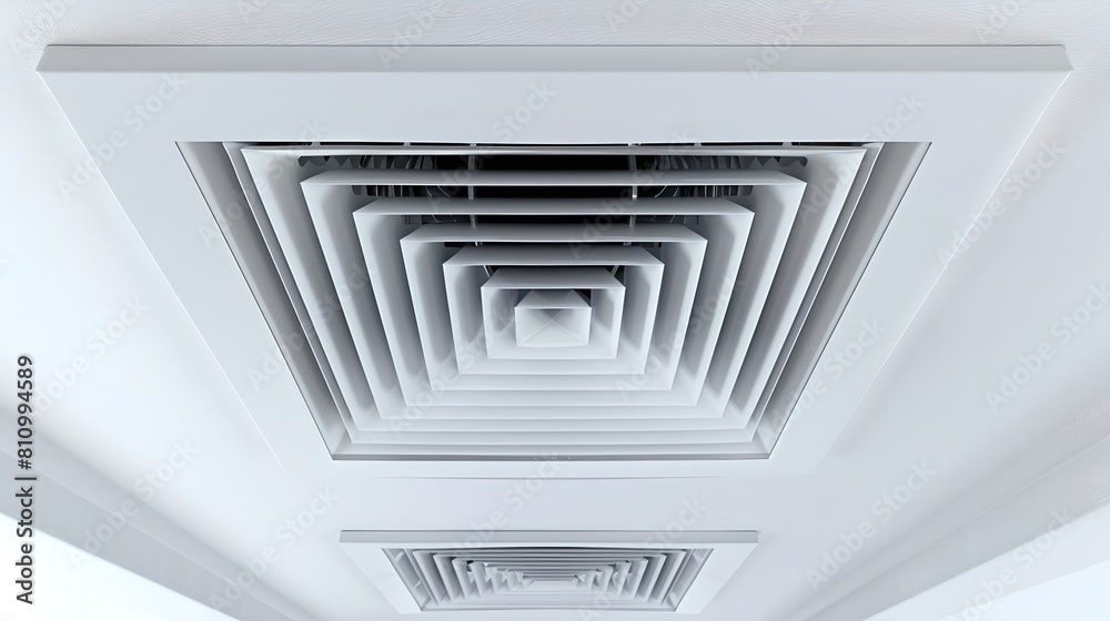 Modern ventilation system perspective view in a commercial building ...