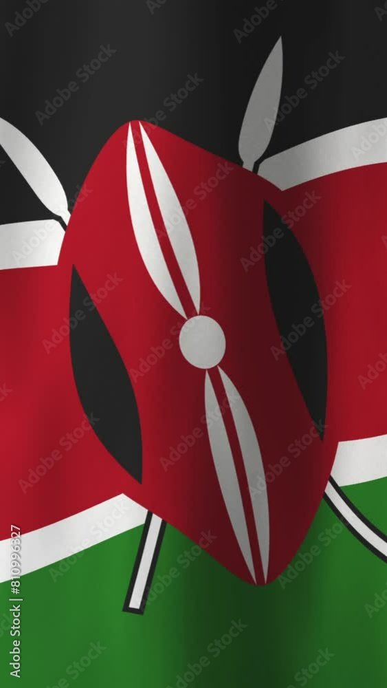 Waving Flag of Kenya, Vertical Fill Video, HD Animated Background. National Kenyan Flag Cloth ...